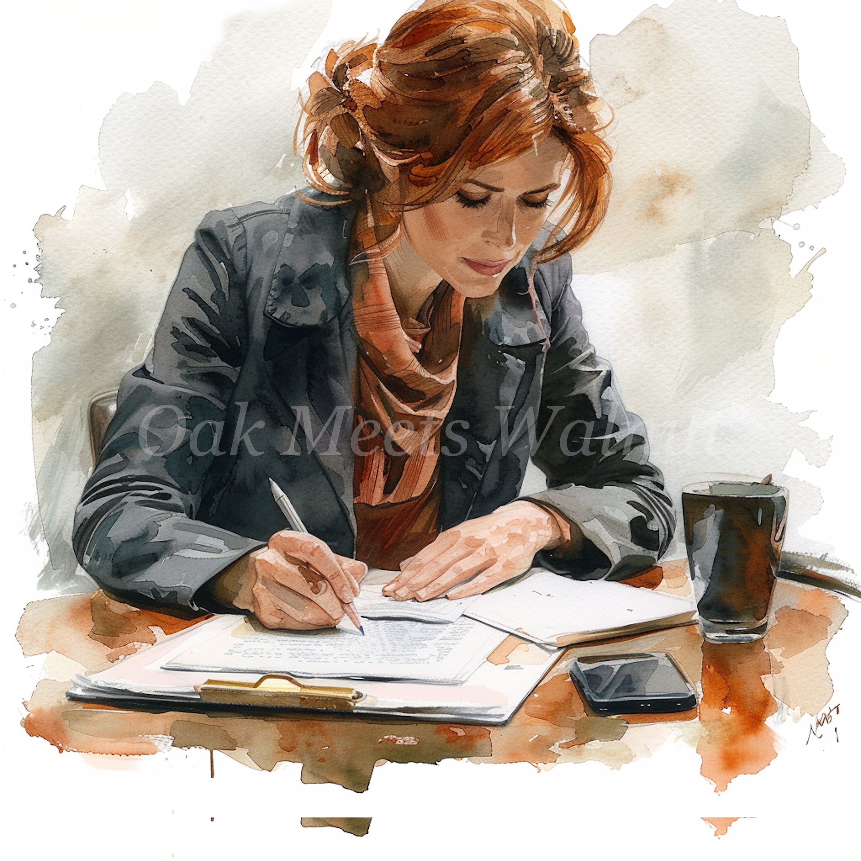 Woman Writing Clipart Bundle 10 High Quality Watercolor Jpgs, Scrapbook ...