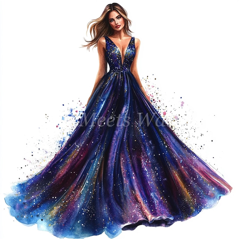 Prom Dress Clipart Bundle: Watercolor Fashion Illustrations (digital ...