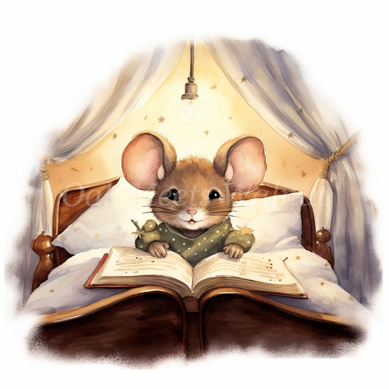 Mouse Reading Book Clipart Bundle: Animal Graphics (digital Download ...