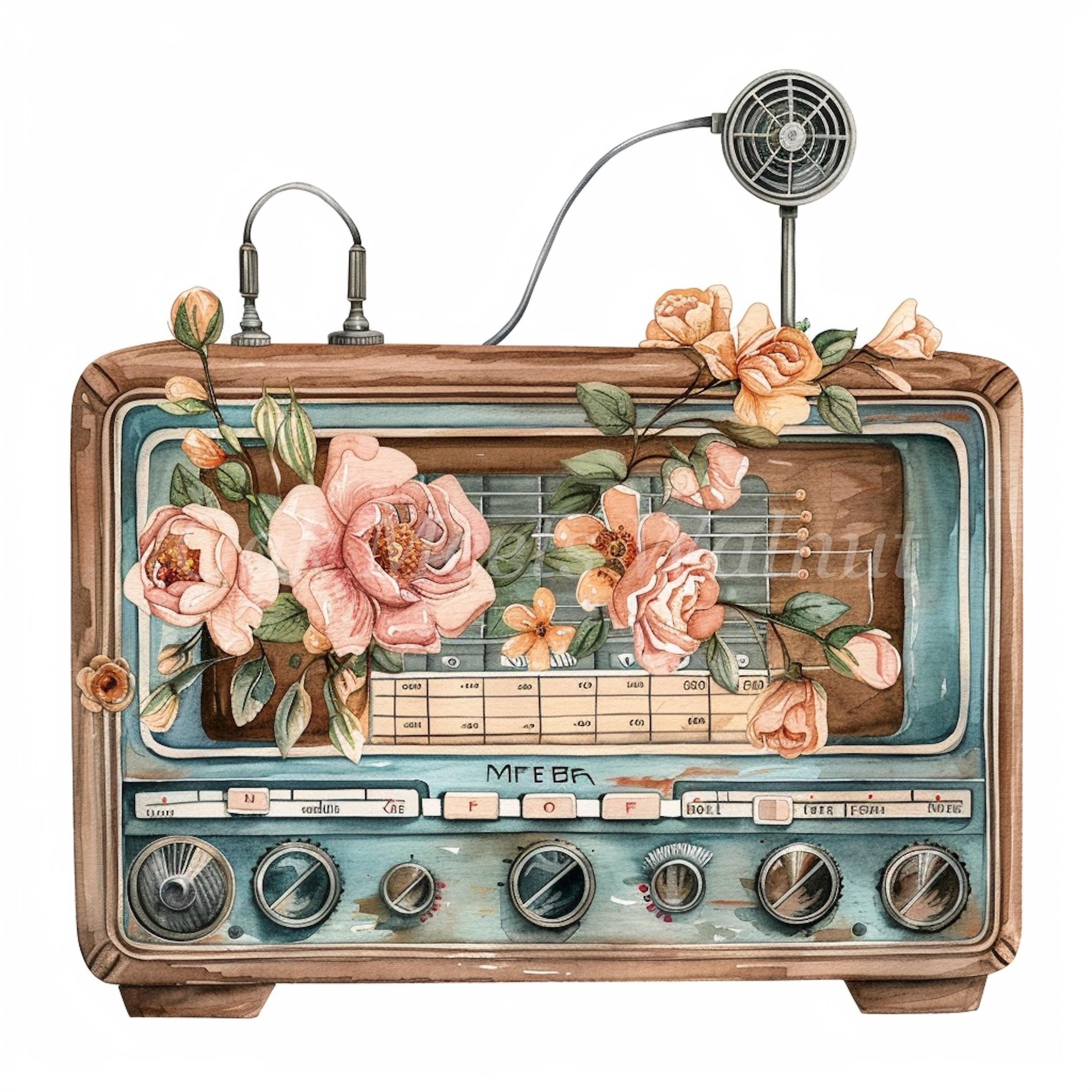 Floral Radio Set Clipart Bundle- 10 High Quality Watercolor Jpgs ...