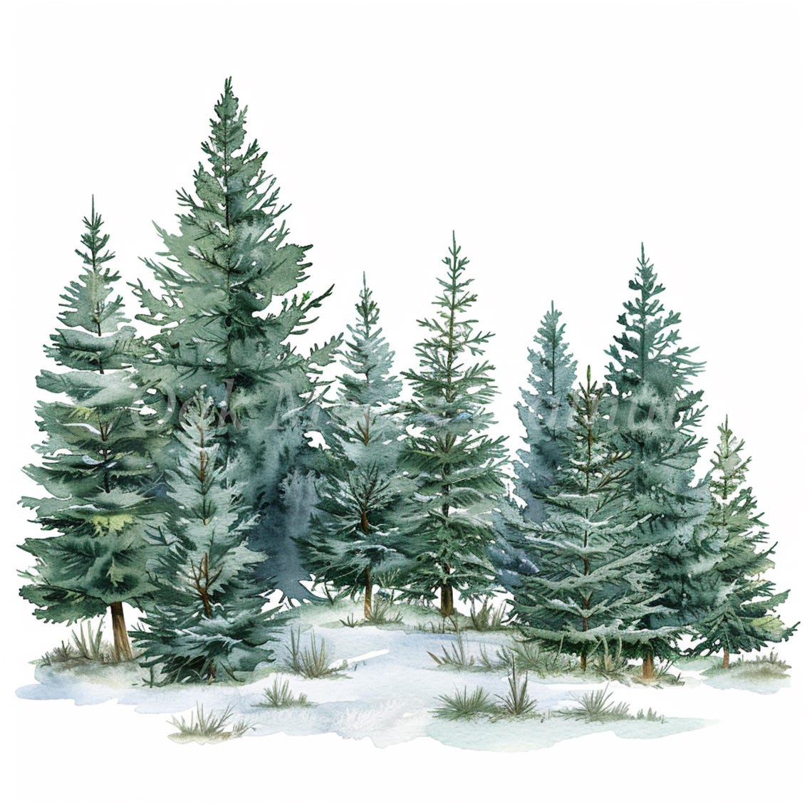 Watercolor Christmas Pine Trees Clipart Bundle (digital Download) - Etsy