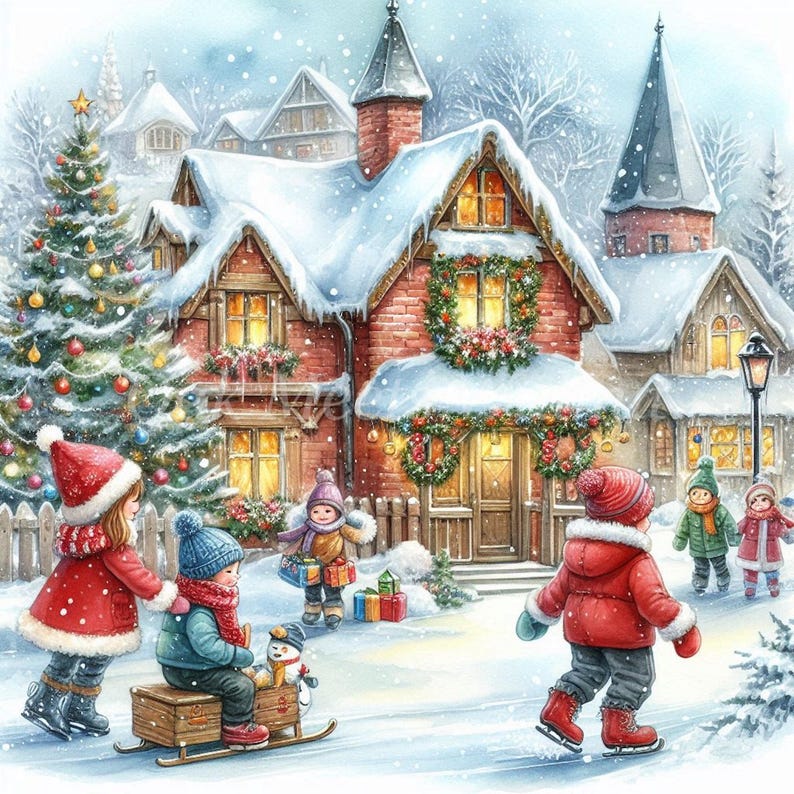 Cozy Christmas Watercolor Clipart Bundle: Holiday Illustrations ...