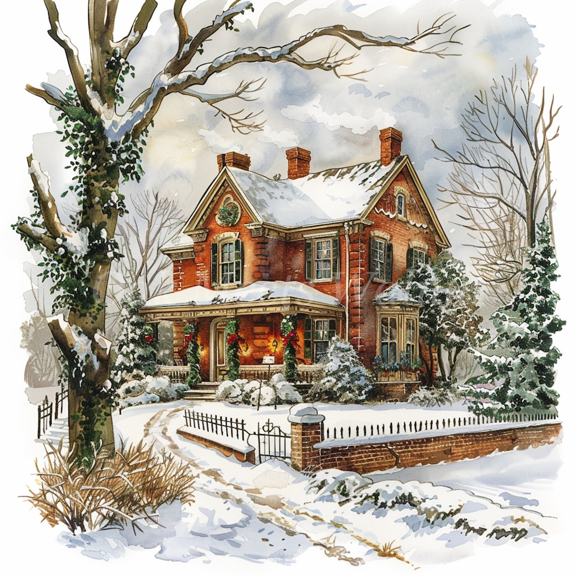 Victorian Christmas Time Clipart Bundle 10 High Quality Watercolor Jpgs ...