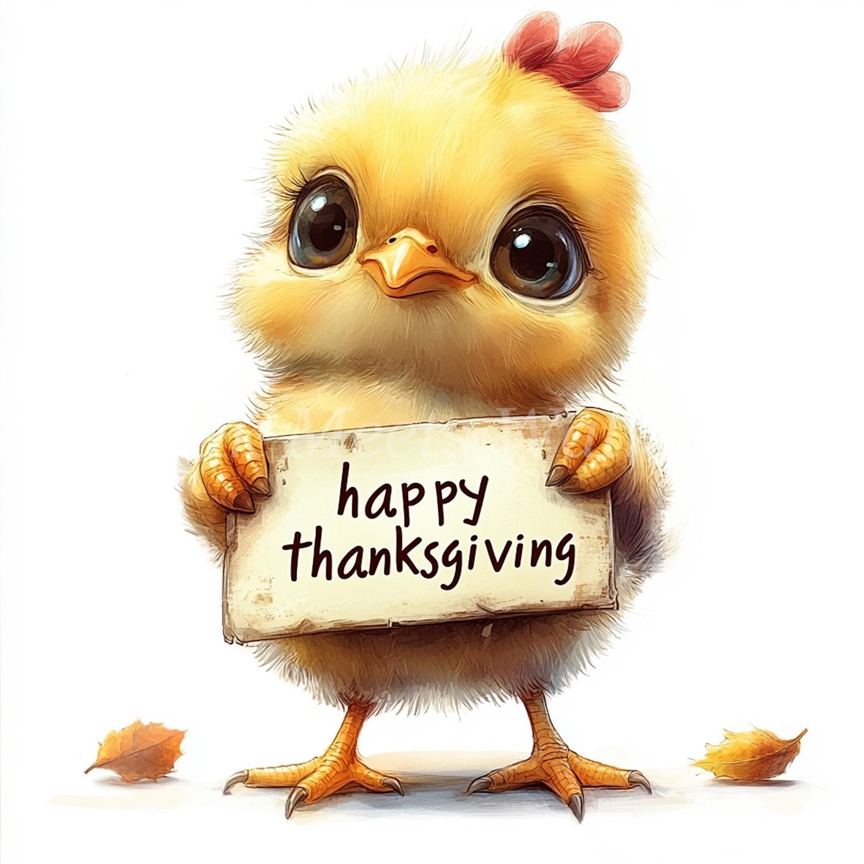 Thanksgiving Baby Chicken Clipart Bundle: Watercolor Jpgs (digital ...