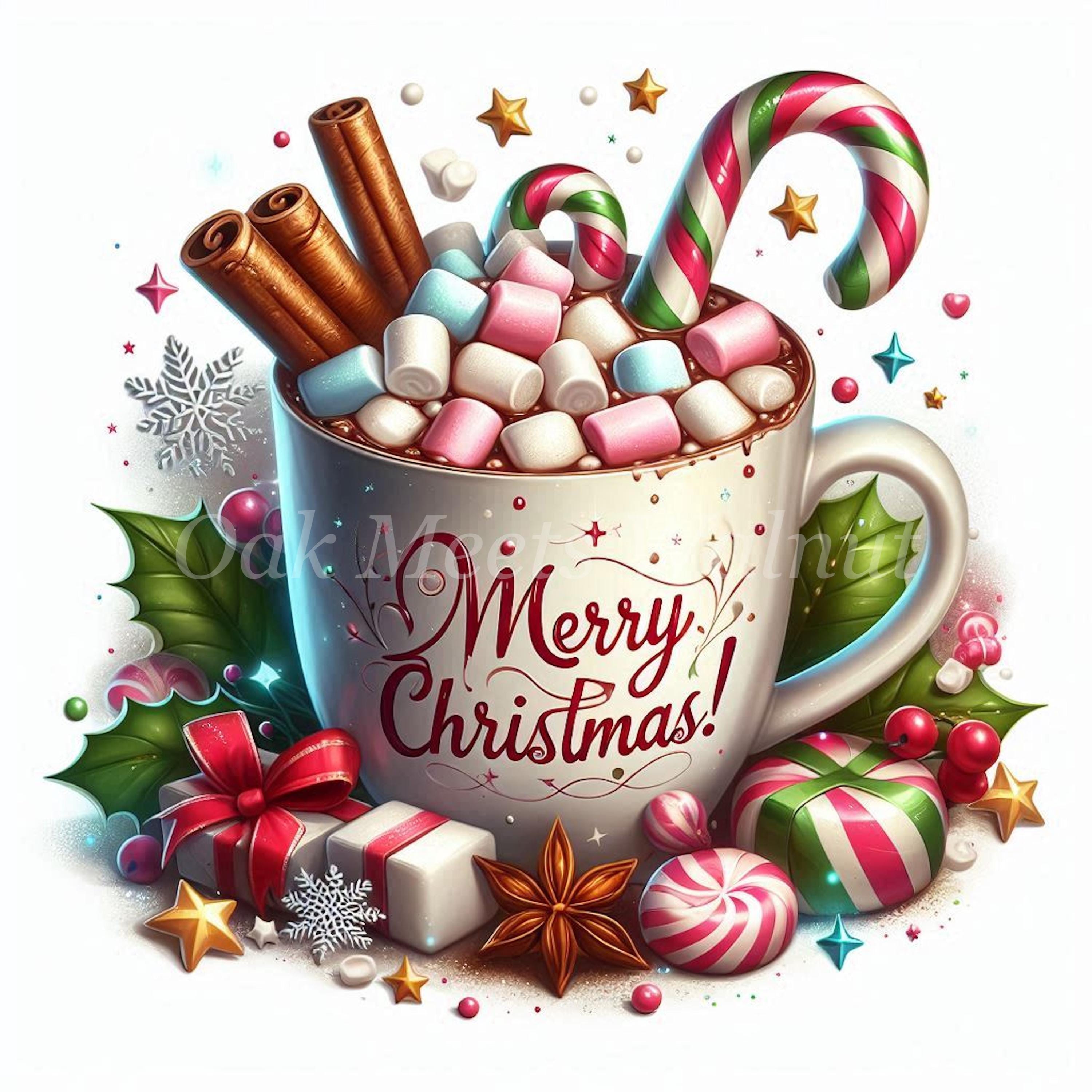 Christmas Hot Cocoa Clipart: Watercolor Holiday Mugs (digital Download ...