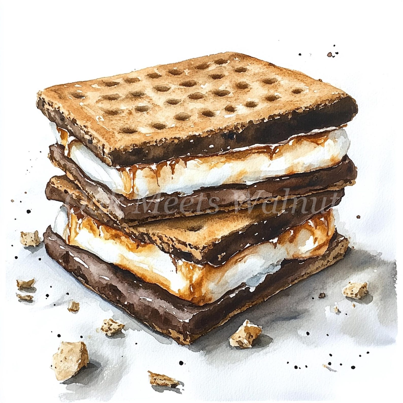 Smores Clipart Bundle-10 High Quality Watercolor Jpgs, Digital Download ...