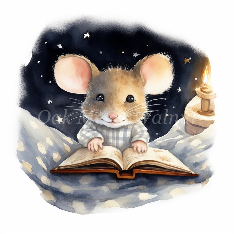 Mouse Reading Book Clipart Bundle: Animal Graphics (digital Download ...