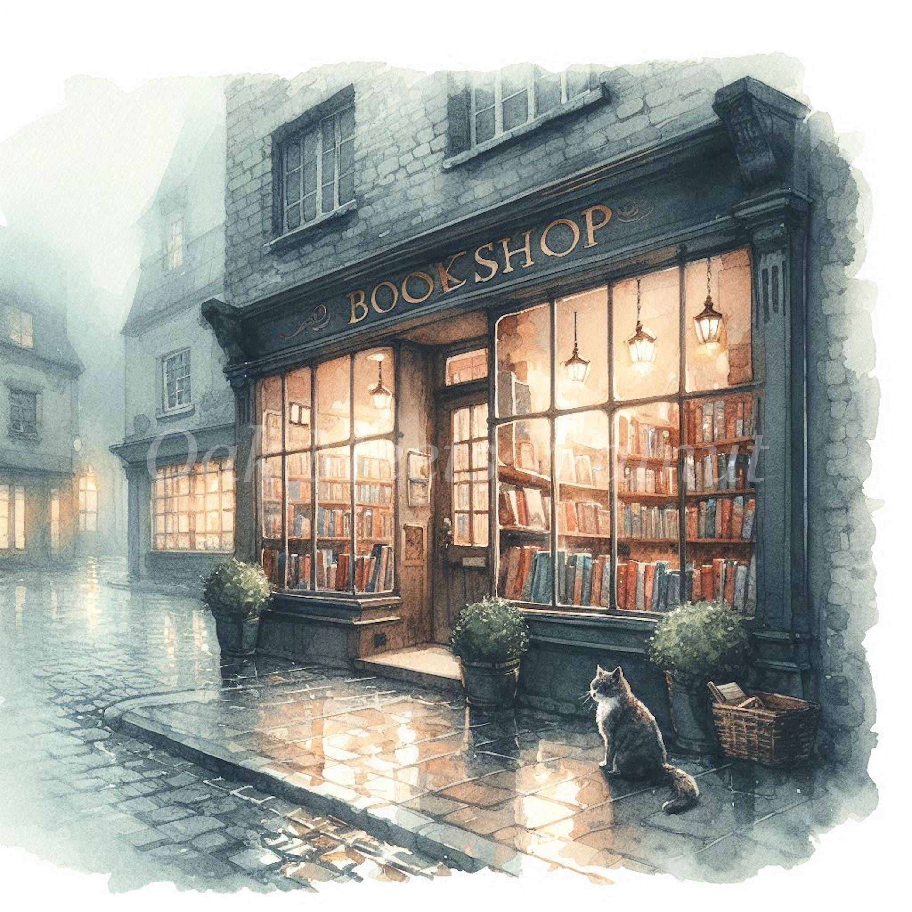Rainy Day Bookstore Clipart Bundle: Watercolor Illustrations (digital ...