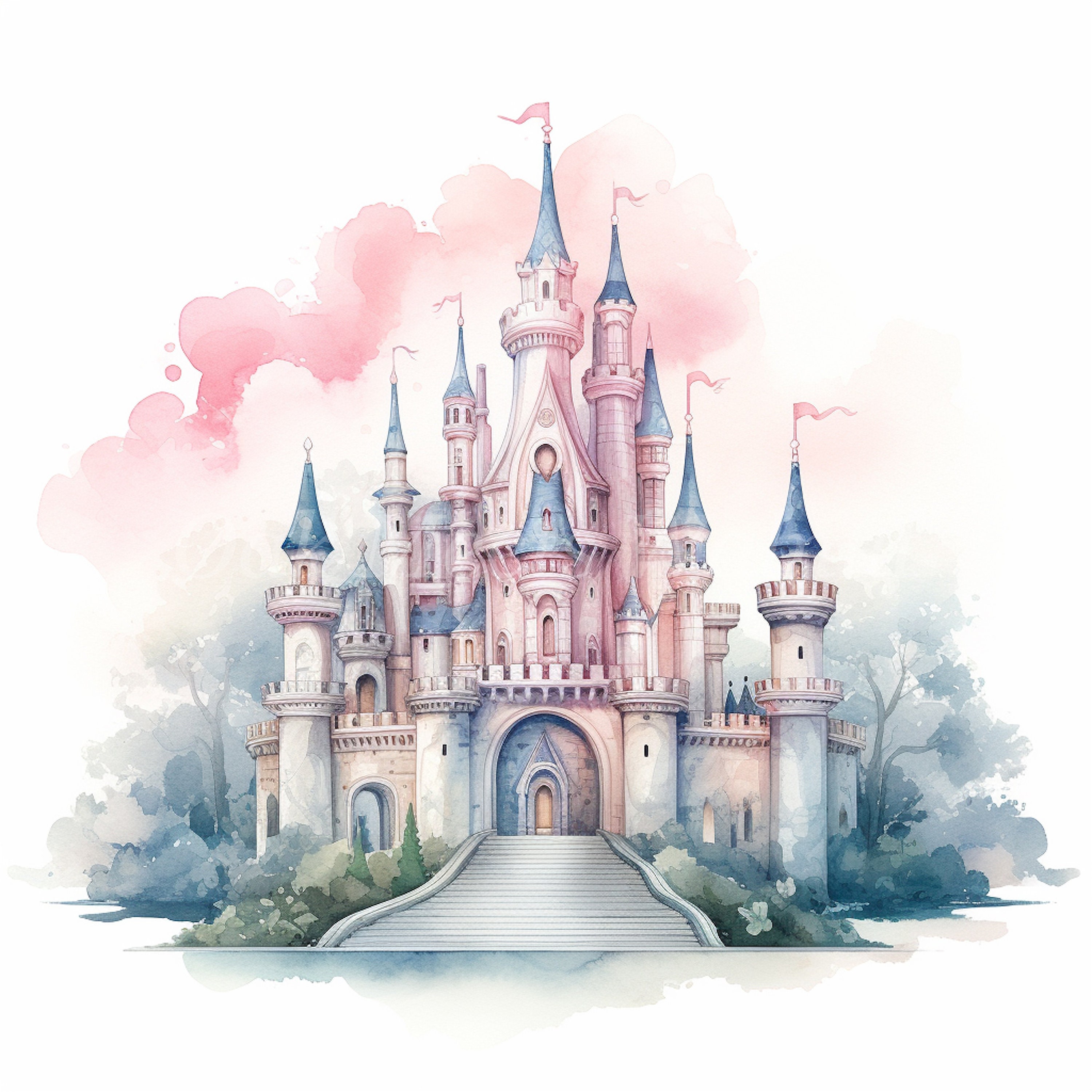 Princess Castle Clipart Bundle 10 High Quality Watercolor Jpgs ...