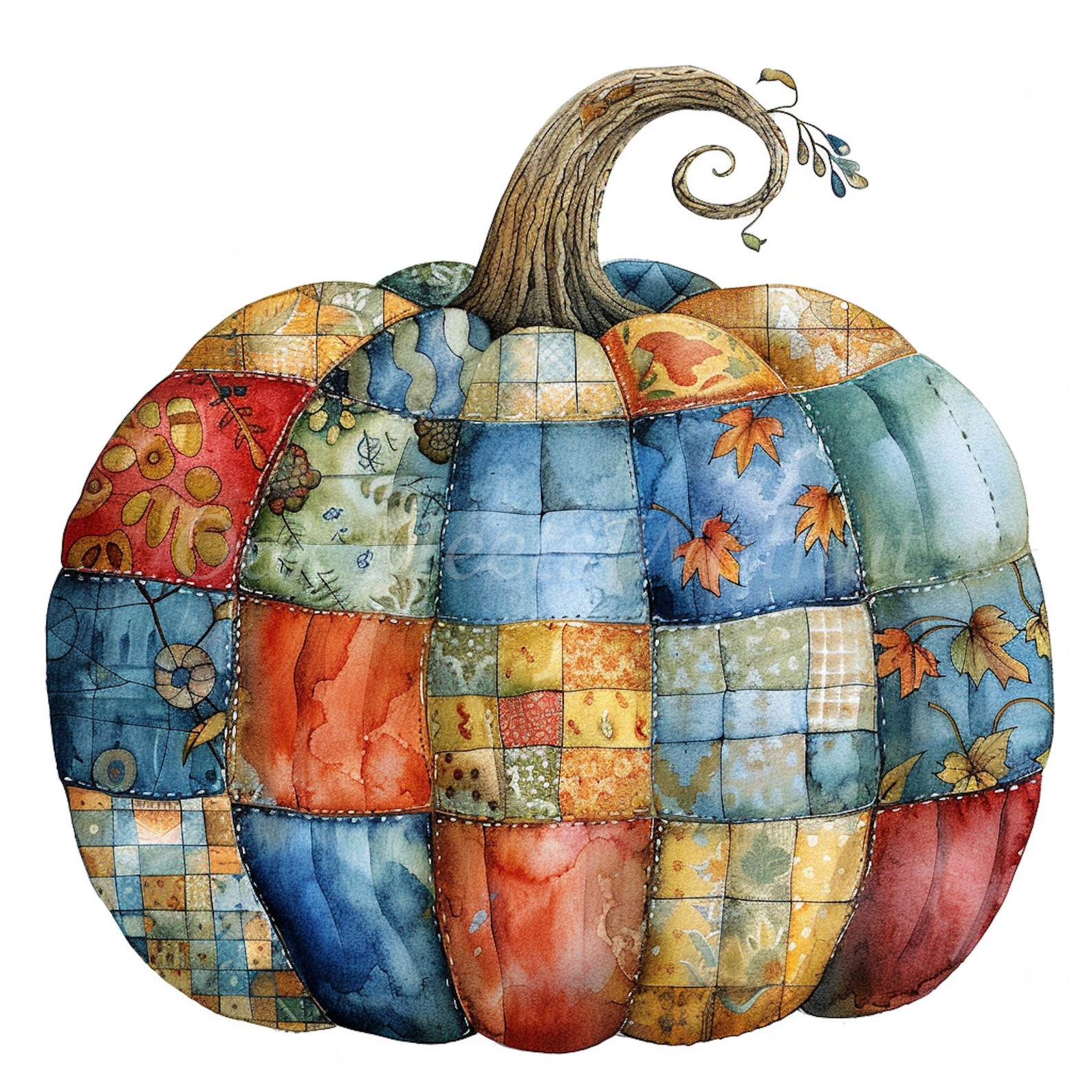 Patchwork Pumpkin Clipart Bundle- 10 High Quality Watercolor Jpgs ...