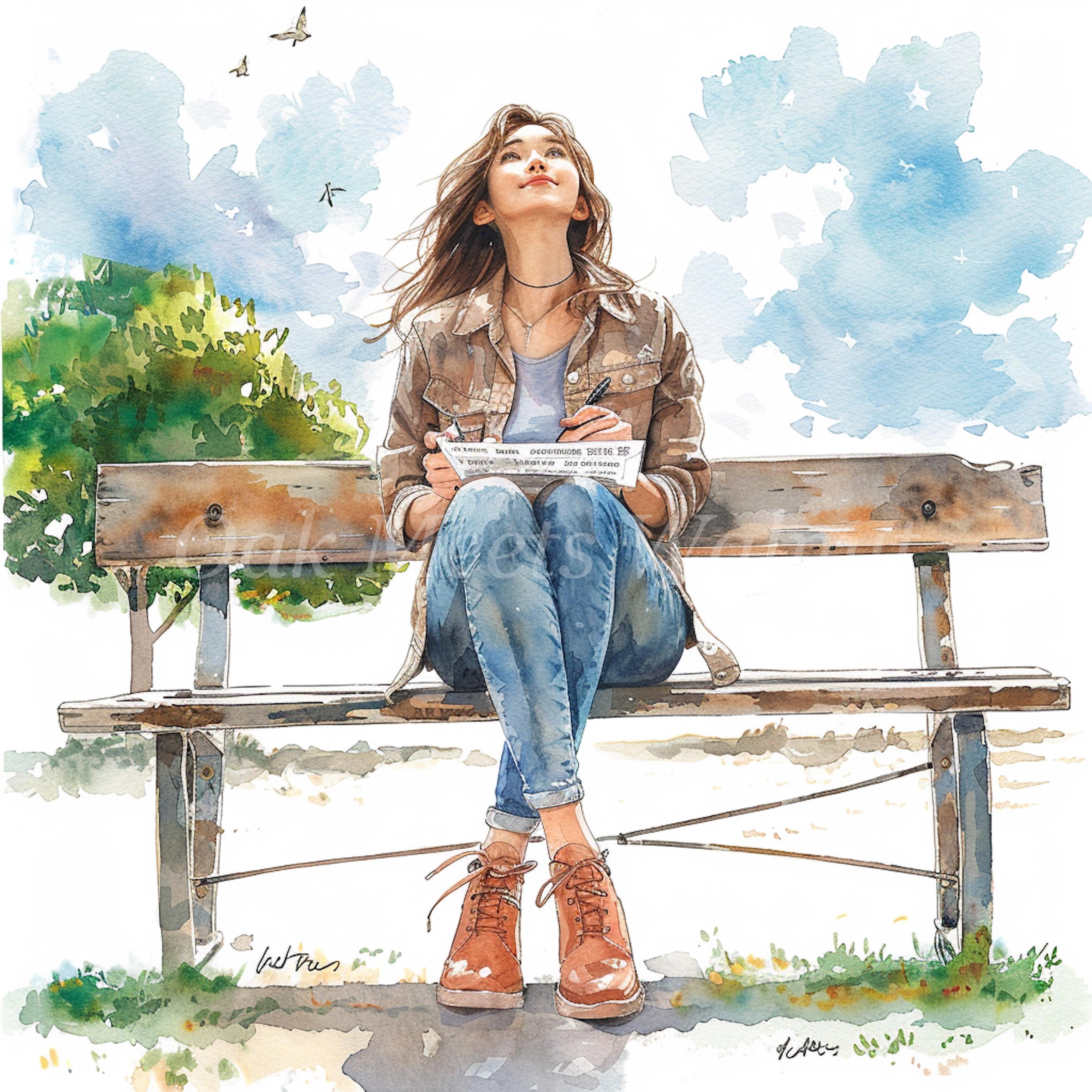 Hopeful Girl in the Park Clipart Bundle 10 High Quality Watercolor Jpgs ...