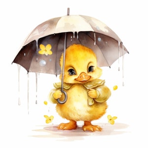 Watercolor Duckling in Rain Clipart Bundle (digital Download) - Etsy