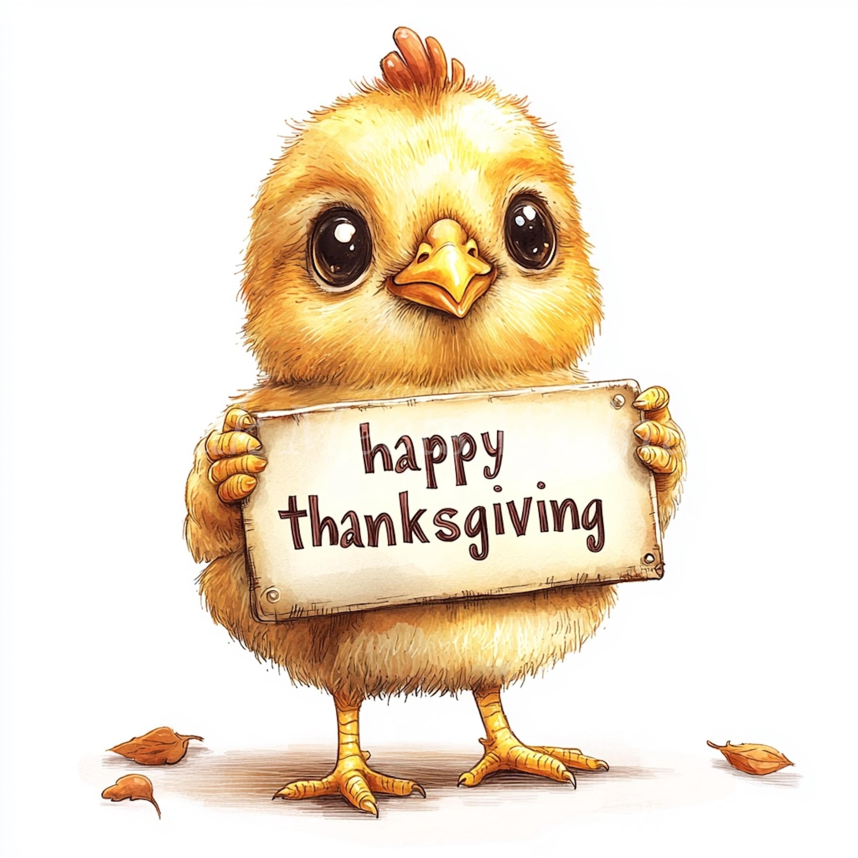 Thanksgiving Baby Chicken Clipart Bundle: Watercolor Jpgs (digital ...