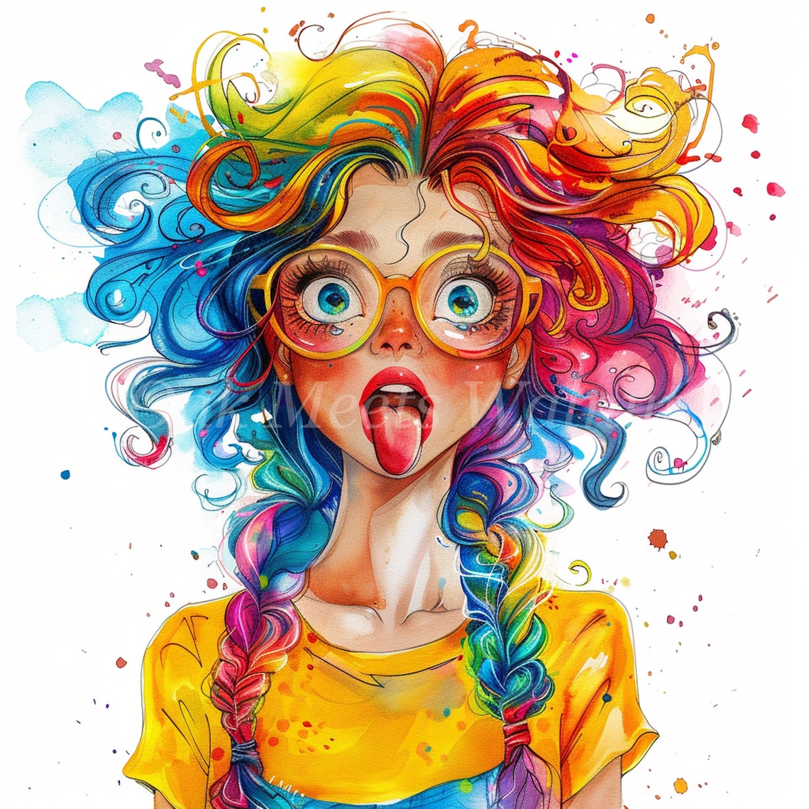 Quirky Little Girl Set 4 Clipart Bundle 10 High Quality Watercolor Jpgs ...