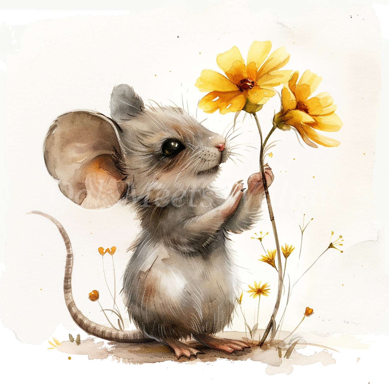 Mouse and Flowers Clipart Bundle 10 High Quality Watercolor Jpgs, Mixed ...