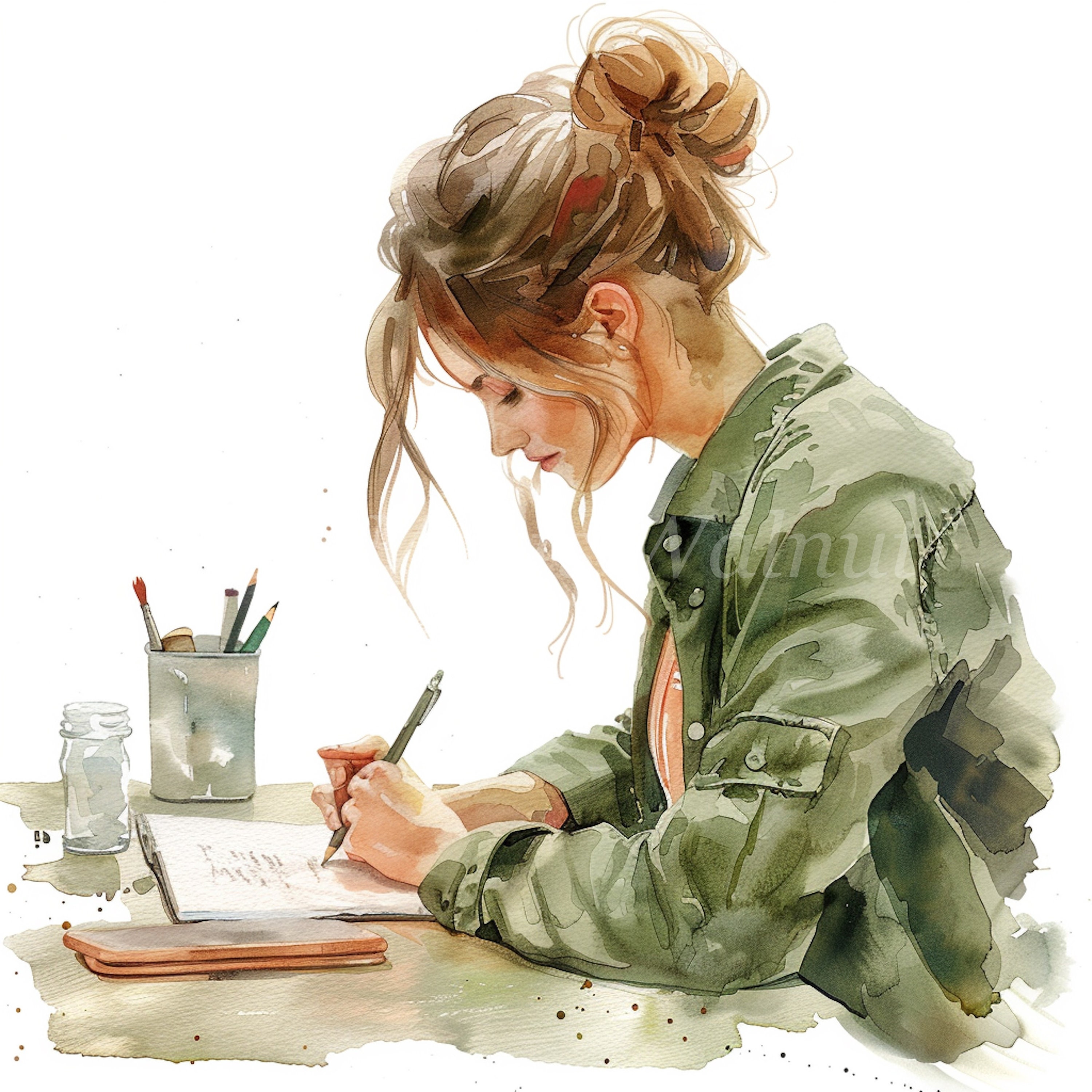 Woman Writing Clipart Bundle- 10 High Quality Watercolor Jpgs ...