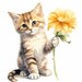 Kitten With Flowers Clipart Bundle 10 High Quality Watercolor Jpgs ...