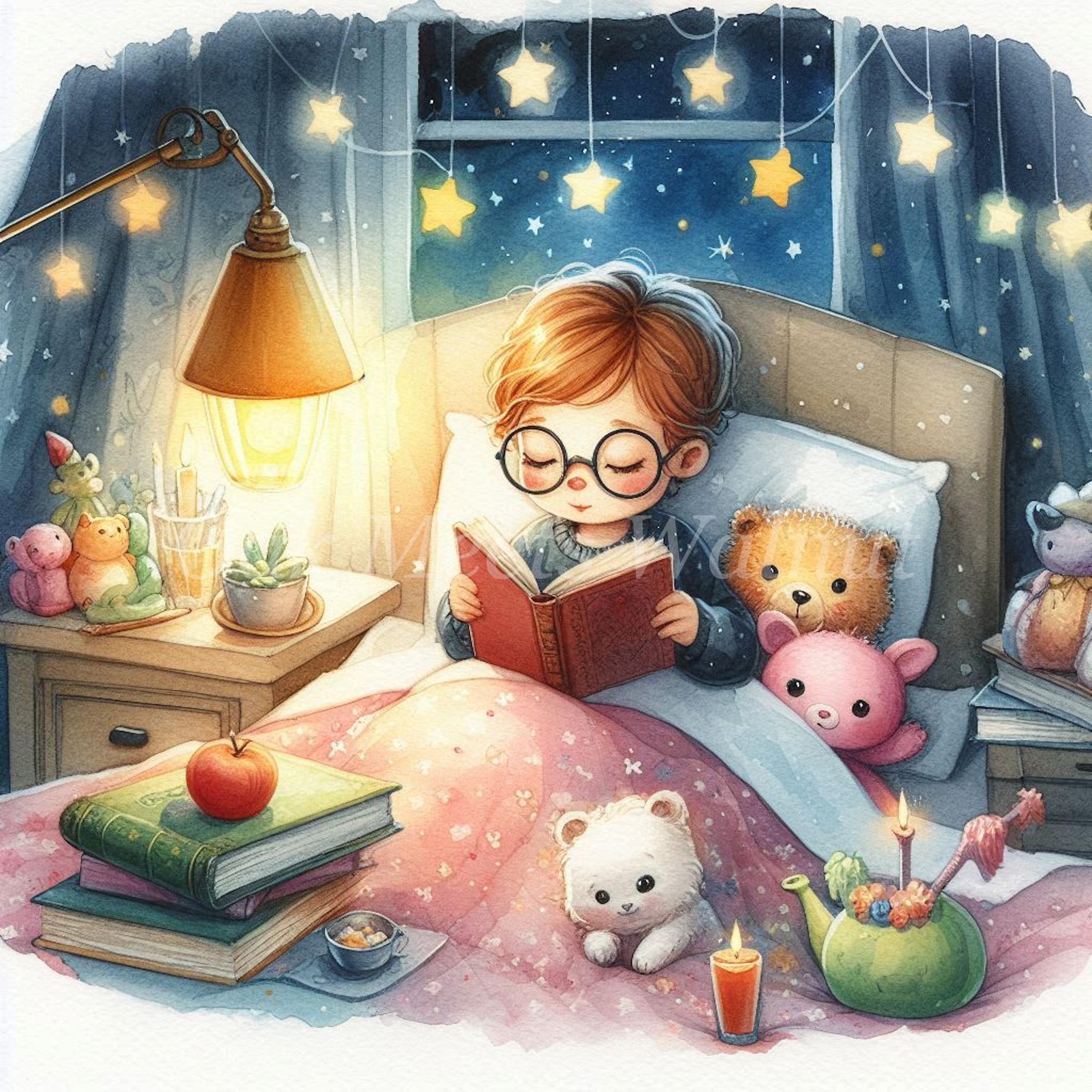 Watercolor Kid Reading Clipart Bundle (digital Download) - Etsy