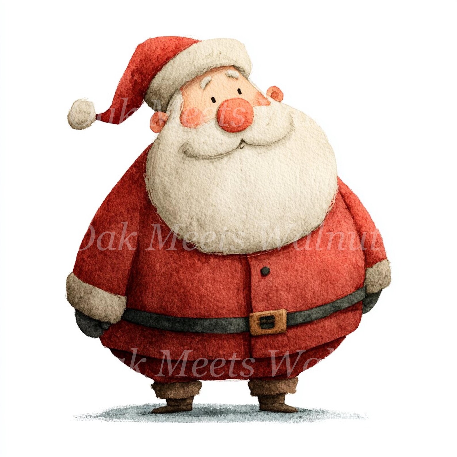 Cartoon Santa Clipart Bundle: Watercolor Christmas Graphics (digital ...