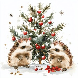 Hedgehog Christmas Clipart Bundle- 10 High Quality Jpgs, Vintage ...