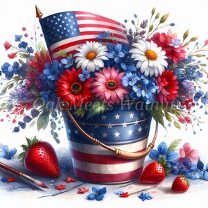 Patriotic Flowers Clipart Bundle- 10 High Quality Watercolor Jpgs ...