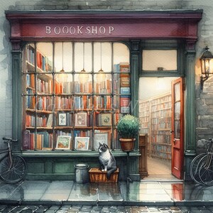 Rainy Day Book Store Clipart Bundle- 10 High Quality Watercolor Jpgs ...