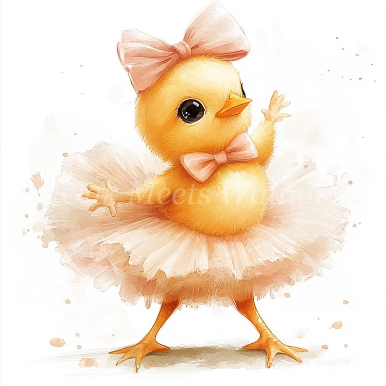 Ballet Chicken Clipart – Watercolor Chick Jpgs, Scrapbooking (digital ...