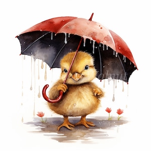 Watercolor Duckling in Rain Clipart Bundle (digital Download) - Etsy