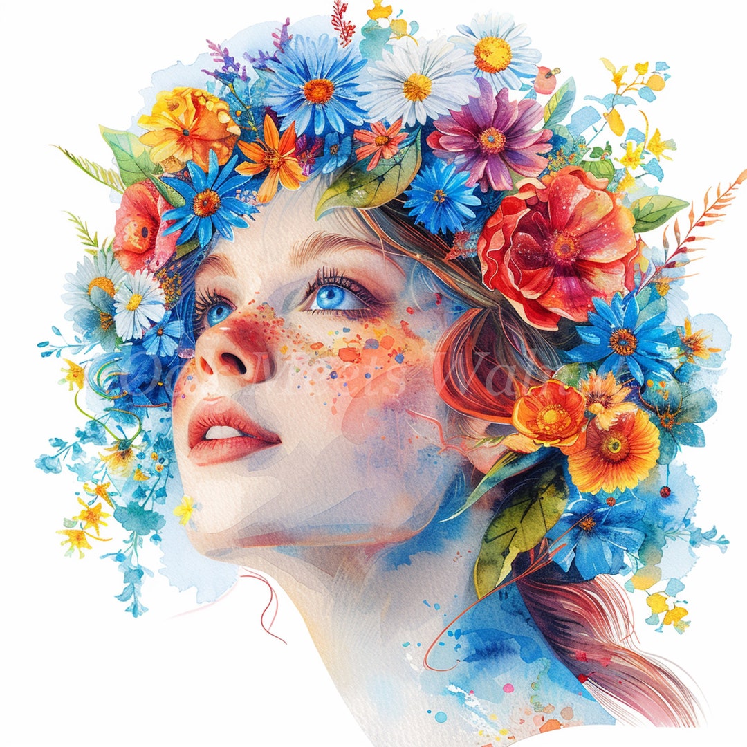 Spring Girls Clipart Bundle- 10 High Quality Watercolor Jpgs, Beautiful ...