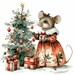 Christmas Mouse in Vintage Dress Clipart Bundle 10 High Quality ...
