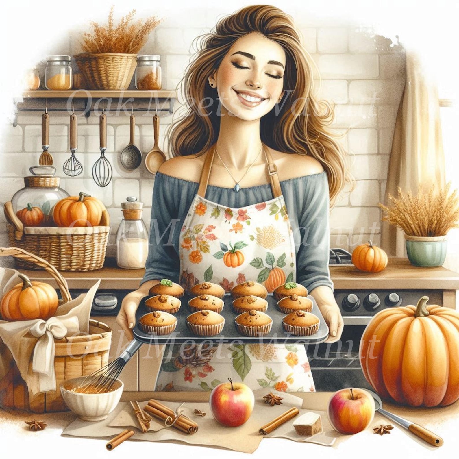 Autumn Baker Clipart Bundle: Watercolor Baking Illustrations (digital ...