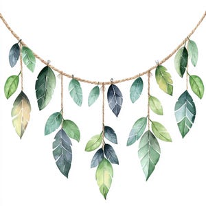 Boho Leaves Decor Clipart Bundle- 10 High Quality Watercolor Jpgs ...