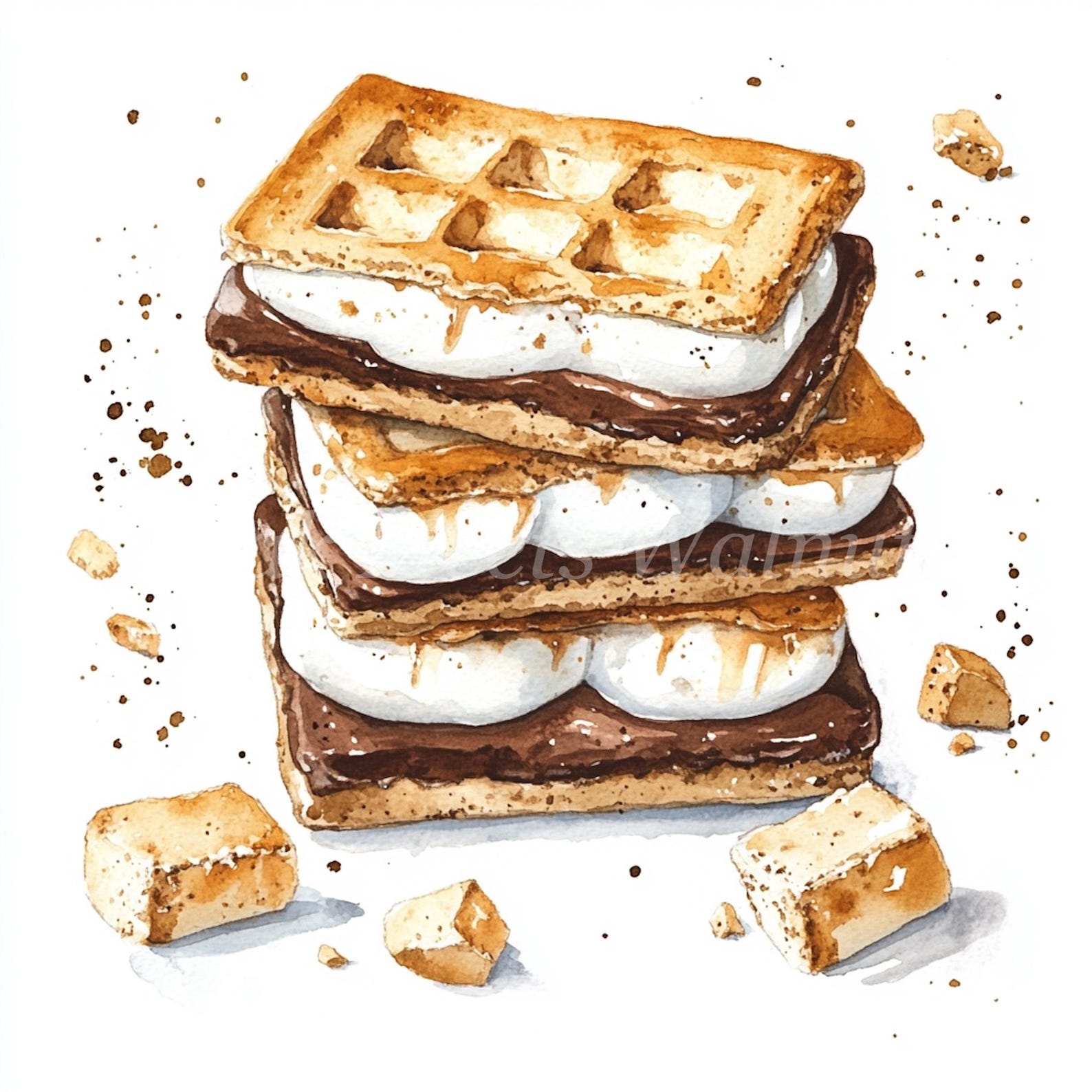 Smores Clipart Bundle-10 High Quality Watercolor Jpgs, Digital Download ...