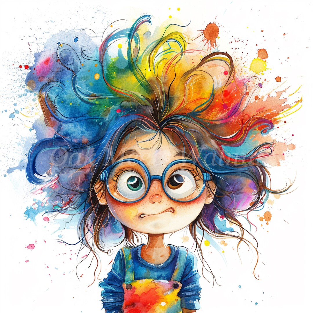 Quirky Little Girl Set 4 Clipart Bundle- 10 High Quality Watercolor ...