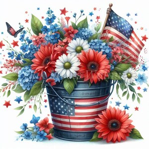 Patriotic Flowers Clipart Bundle- 10 High Quality Watercolor Jpgs ...