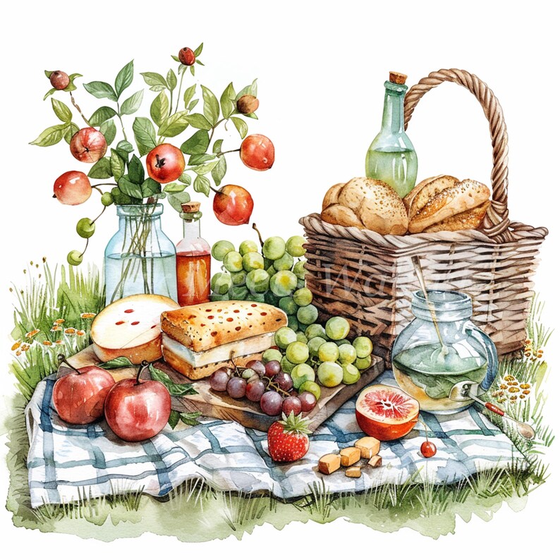 Watercolor Spring Picnic Clipart Bundle (digital Download) - Etsy