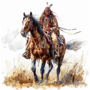 Watercolor Native American Horse Clipart: 10 JPG Graphics (digital ...