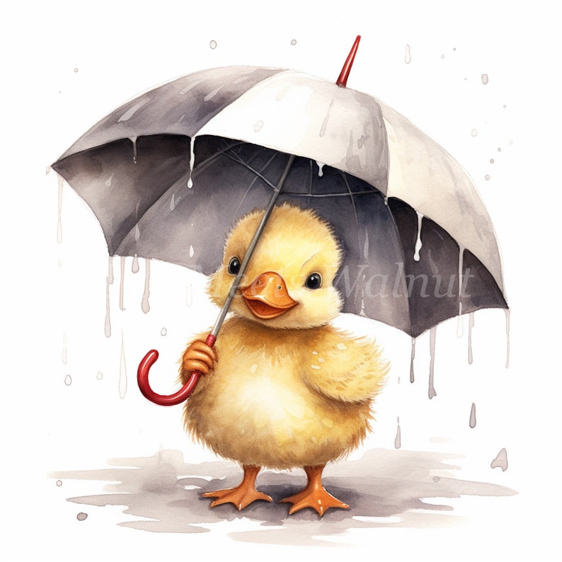 Watercolor Duckling in Rain Clipart Bundle (digital Download) - Etsy