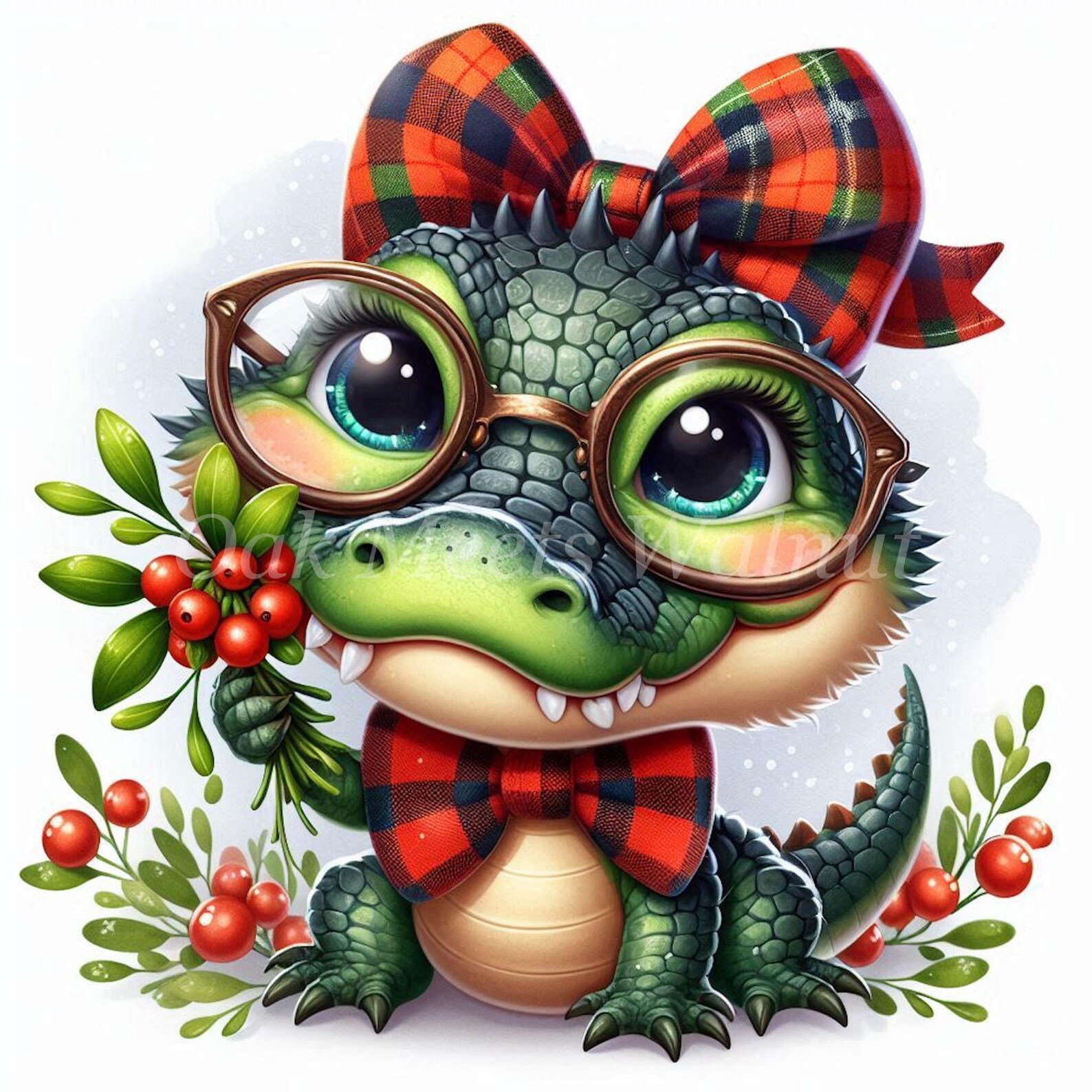 Christmas Alligator Clipart Bundle: Watercolor Holiday Animal (digital ...