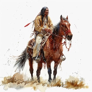 Watercolor Native American Horse Clipart: 10 JPG Graphics (digital ...
