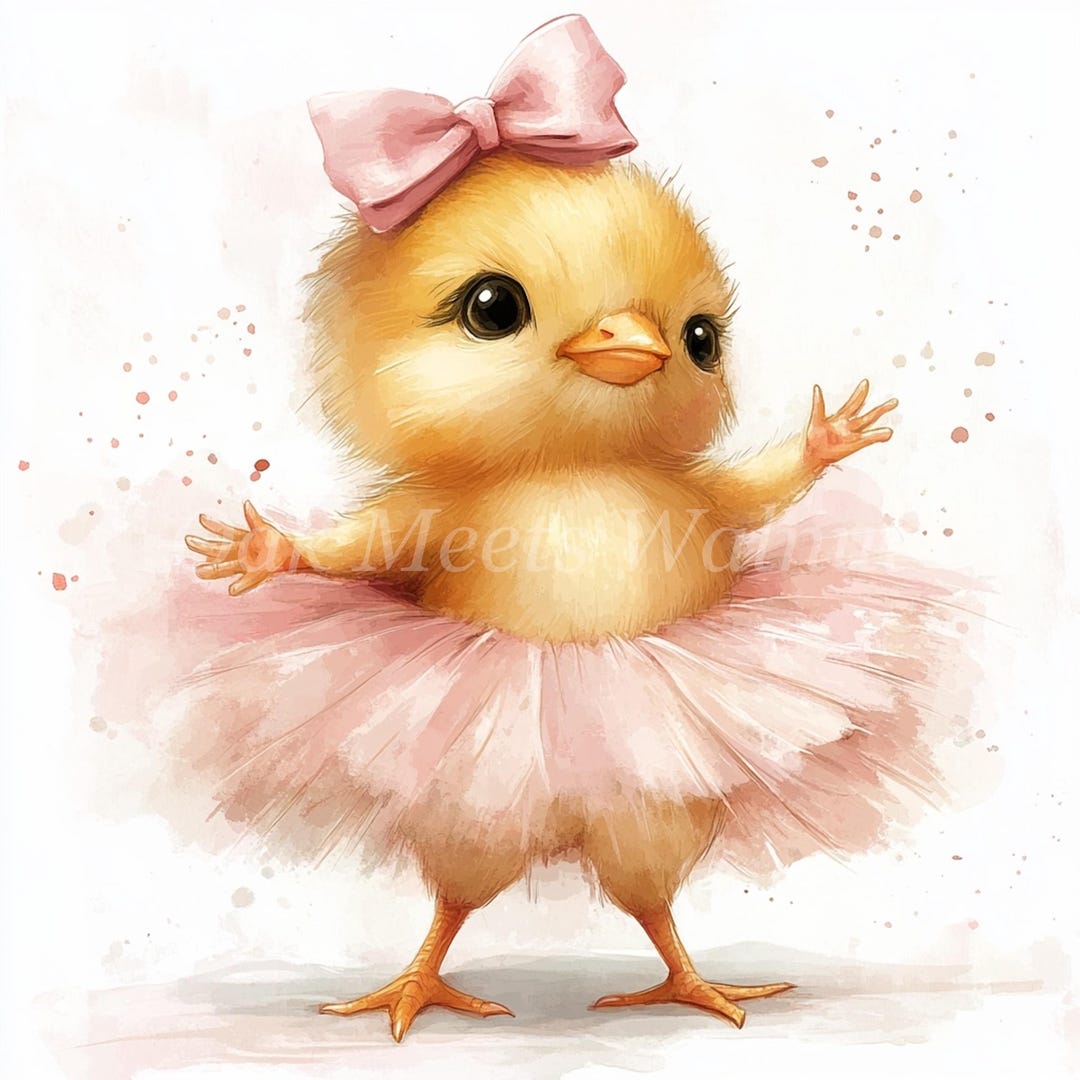 Ballet Chicken Clipart – Watercolor Chick Jpgs, Scrapbooking (digital ...