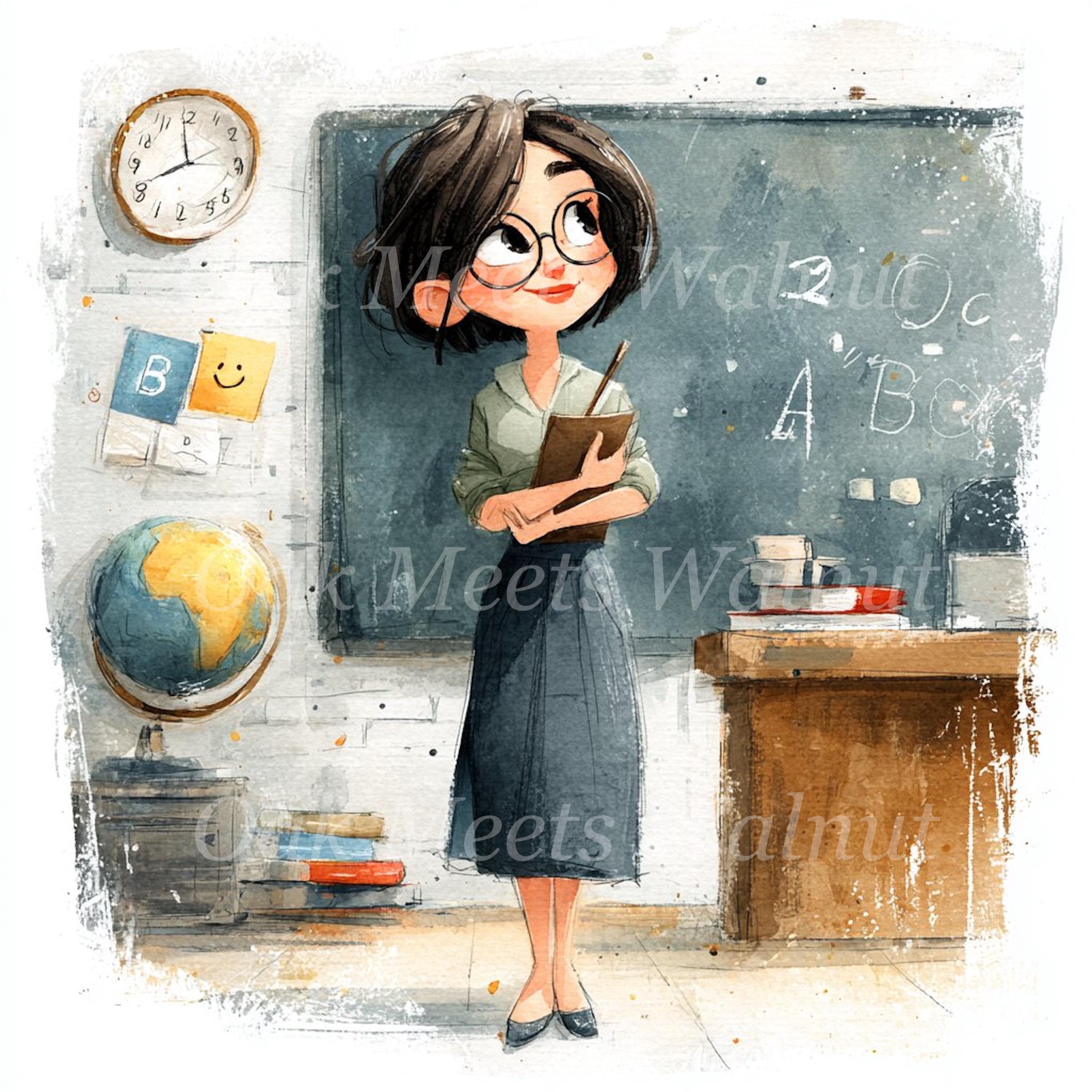 Watercolor Teacher Clipart Bundle: School Graphics (digital Download ...