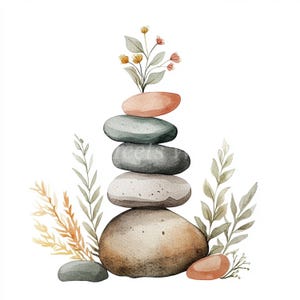 10 Zen Stones Clipart Bundle- High Quality Watercolor Jpgs, Paper Craft ...