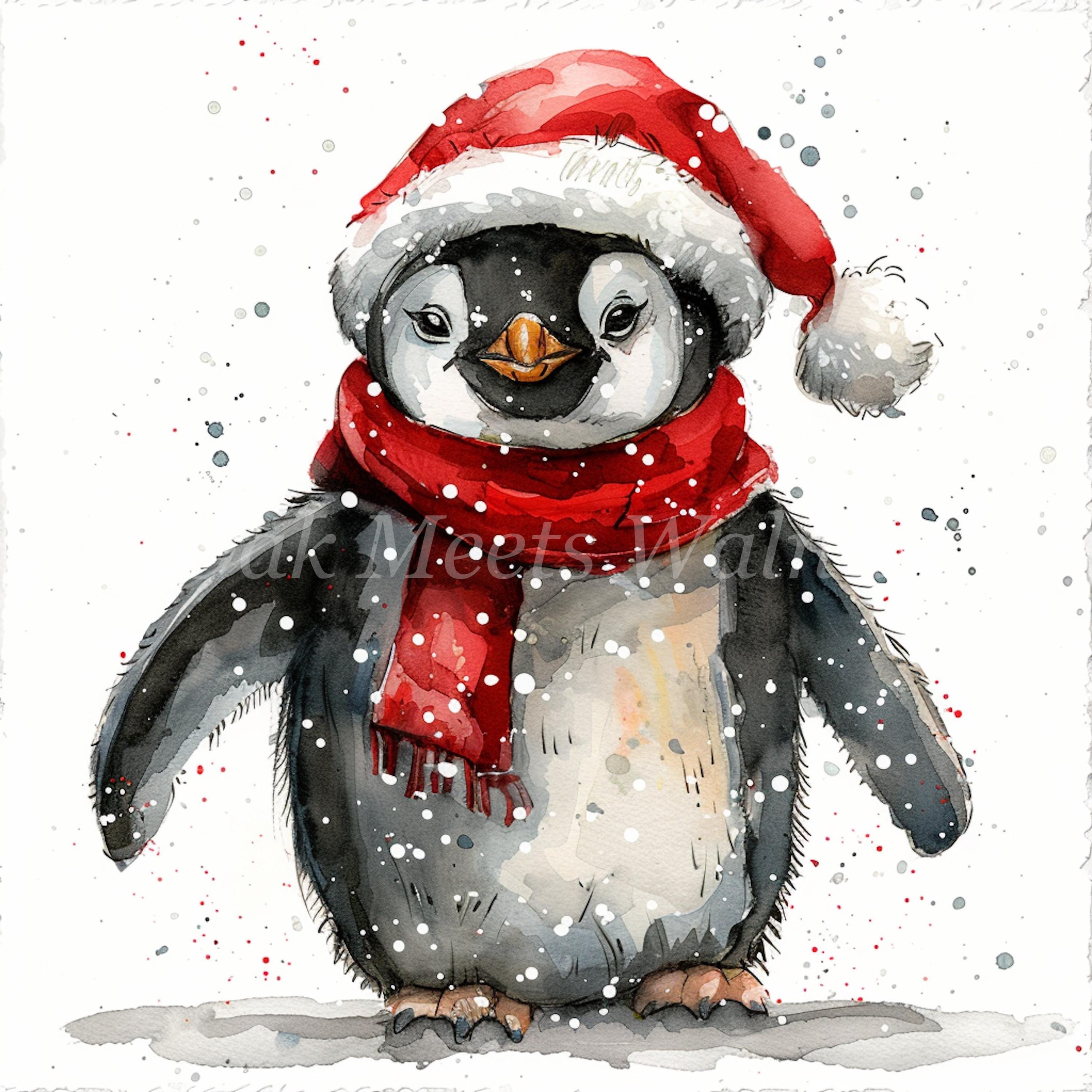 Christmas Penguin Watercolor Clipart Bundle: Holiday JPG Images ...