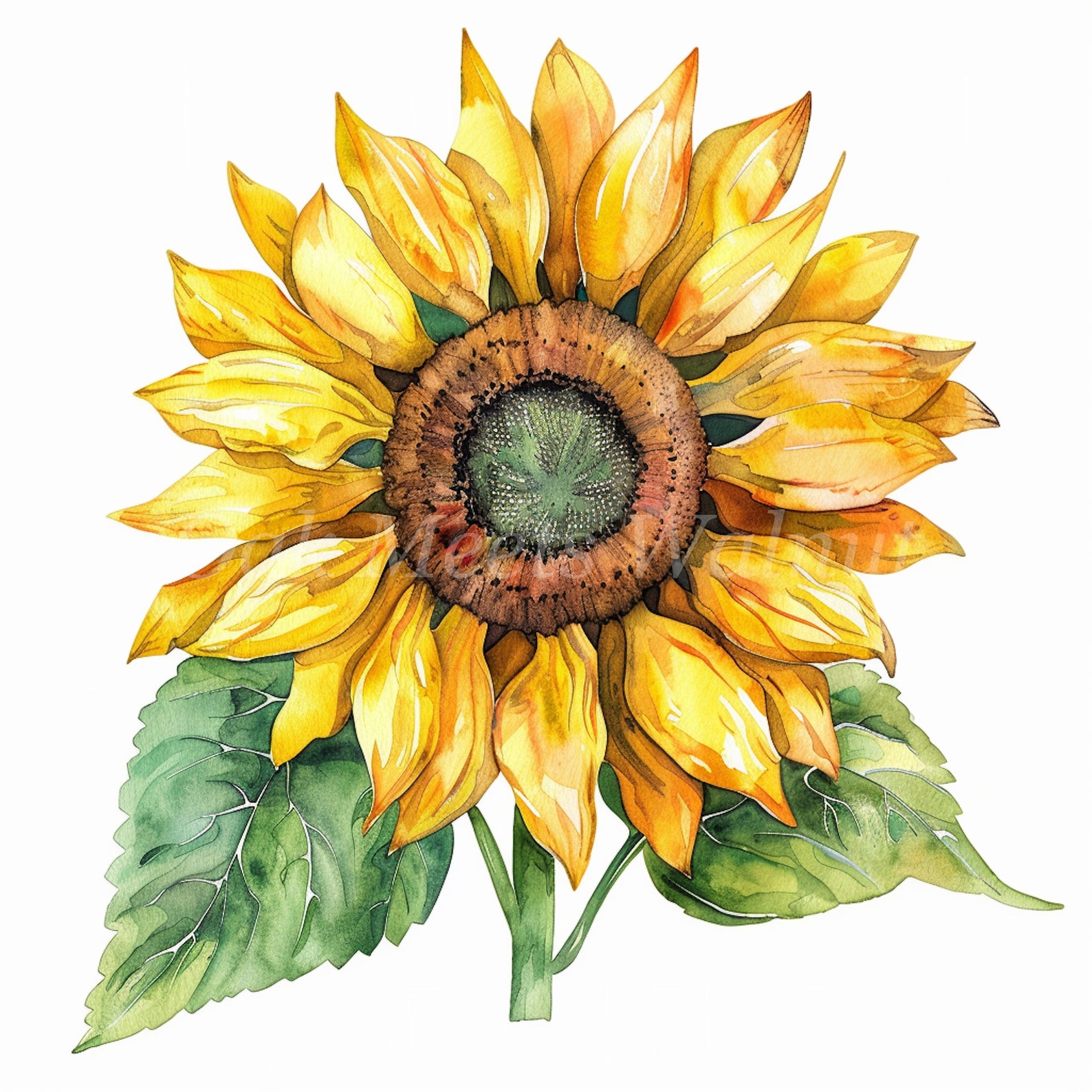 Sunflower Clipart Bundle- 10 High Quality Watercolor Jpgs, Beautiful ...