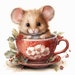 Christmas Mouse in a Teacup Clipart Bundle -10 High Quality Watercolor ...