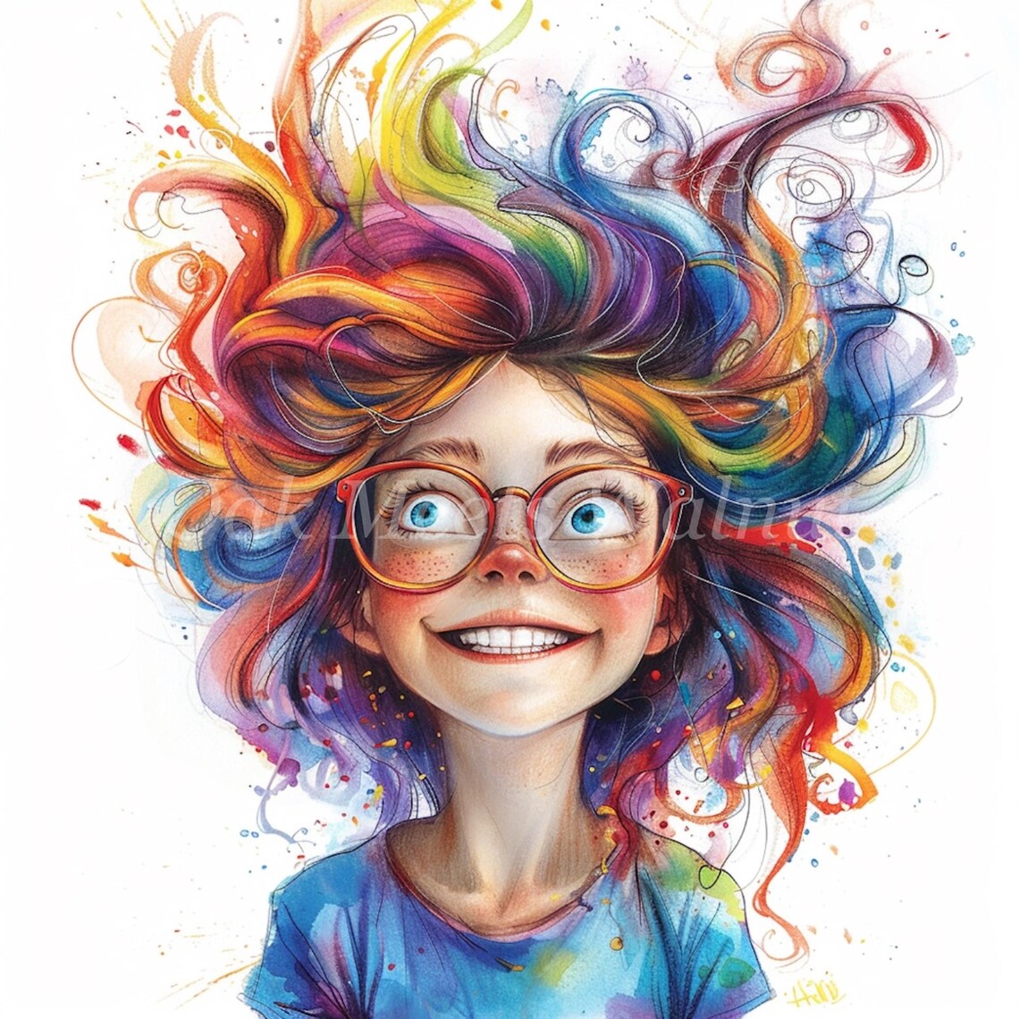 Quirky Little Girl Clipart Bundle: Watercolor Jpgs (digital Download ...