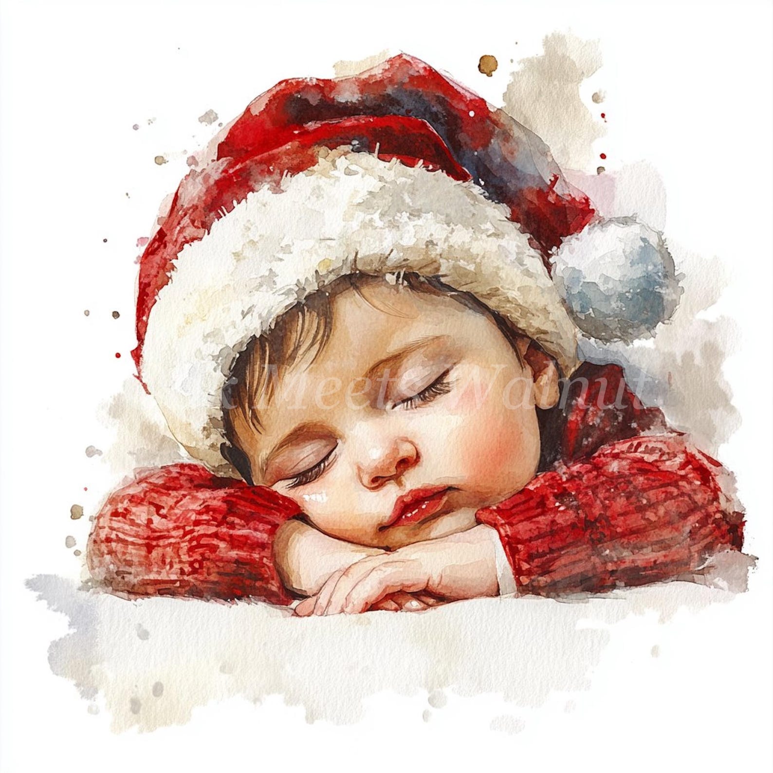 Christmas Baby Watercolor Clipart: Holiday Scrapbook Images (digital ...