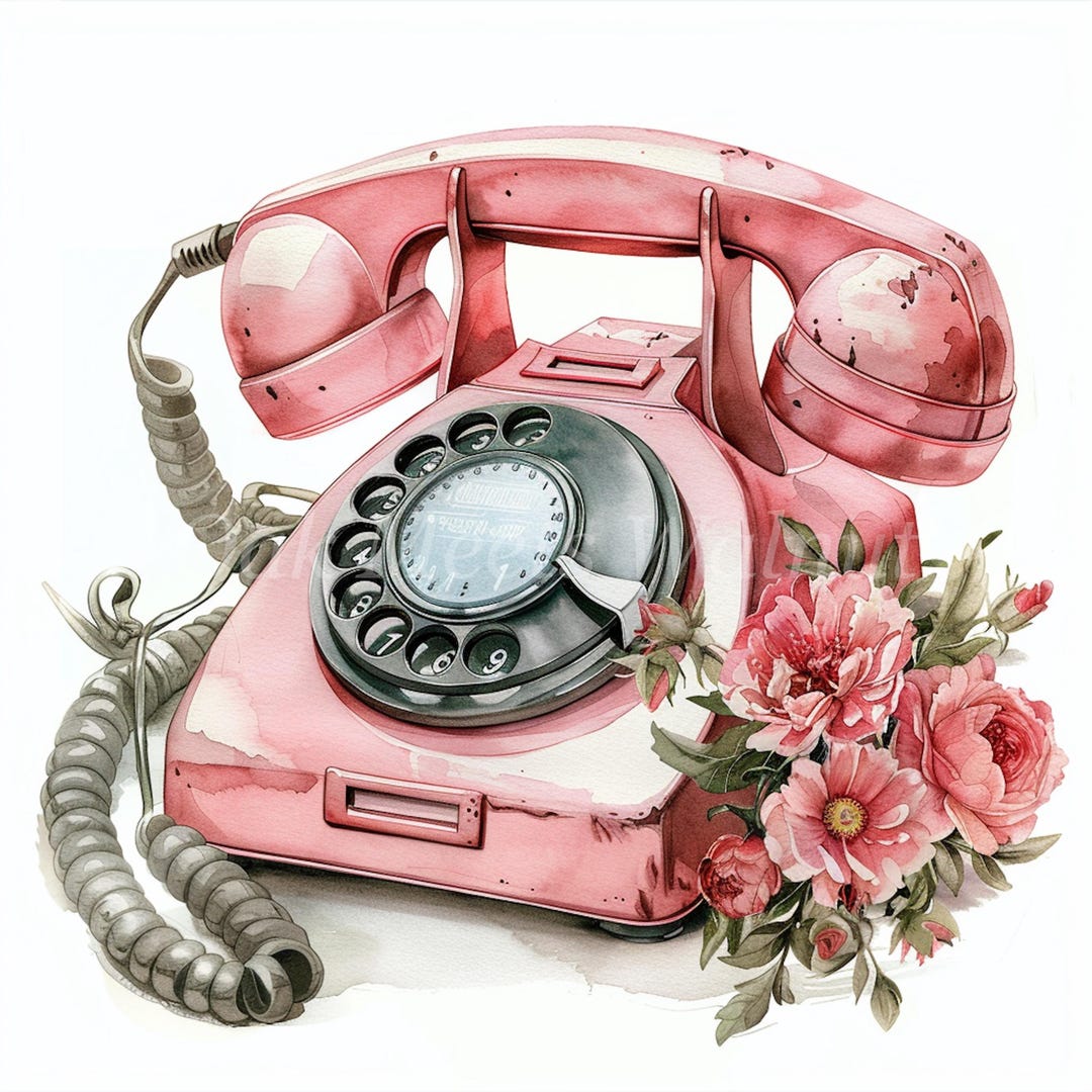 Vintage Telephone With Flowers Clipart Bundle- 10 High Quality ...