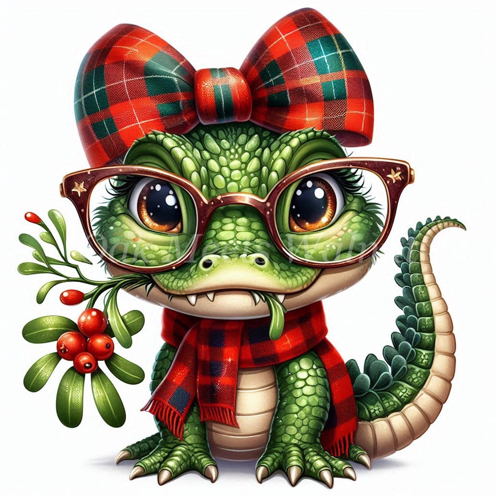 Christmas Alligator Clipart Bundle: Watercolor Holiday Animal (digital ...